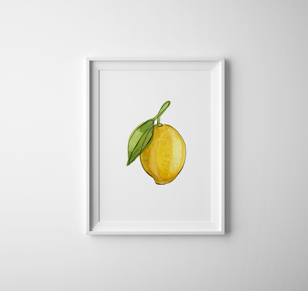 Lemon Art Prints - Kitchen Art, Line Art, Dining Room Decor, Living ...