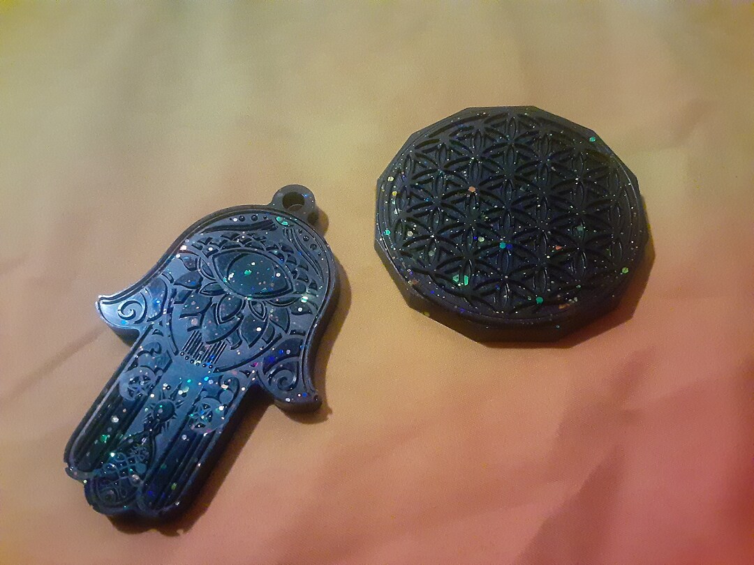 Shungite Keychain & Flower of Life Cellphone Emf Protection Disc Set - Etsy