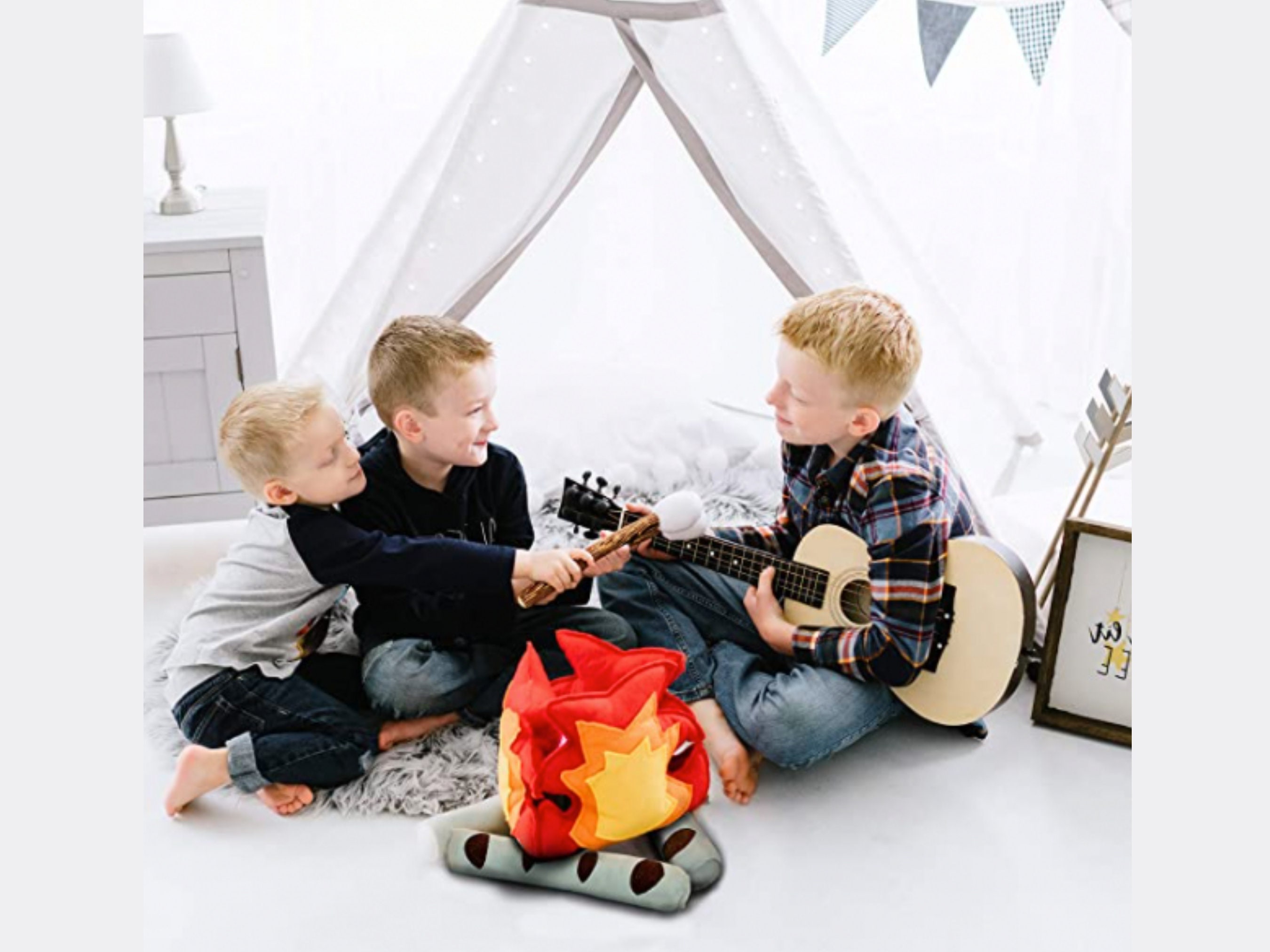 Teepee Tent & Fort for Girls, Boys - Deluxe Set With Smores, Campfire, Fairy Lights, Strong ...