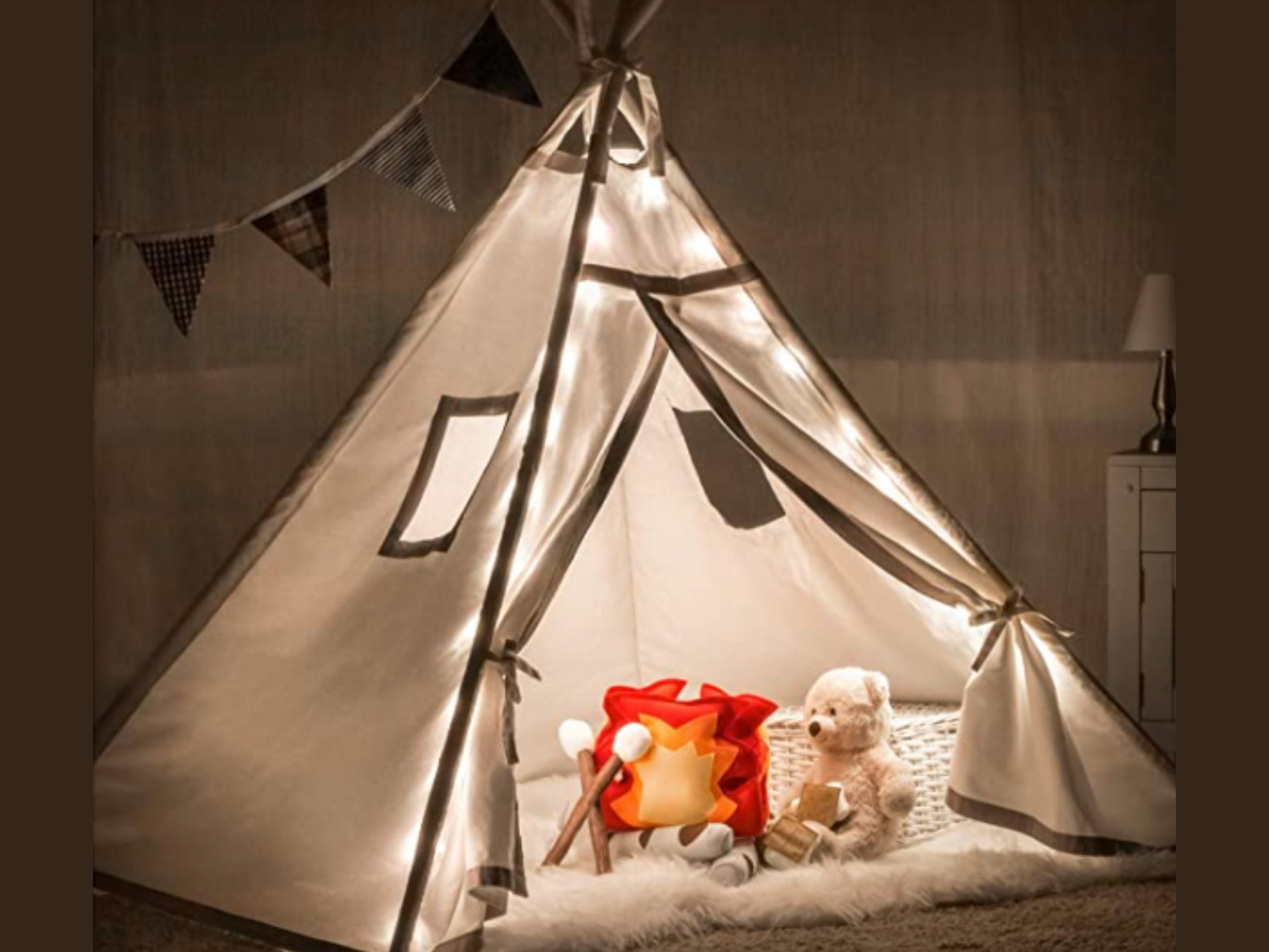 Teepee Tent & Fort for Girls, Boys - Deluxe Set With Smores, Campfire ...