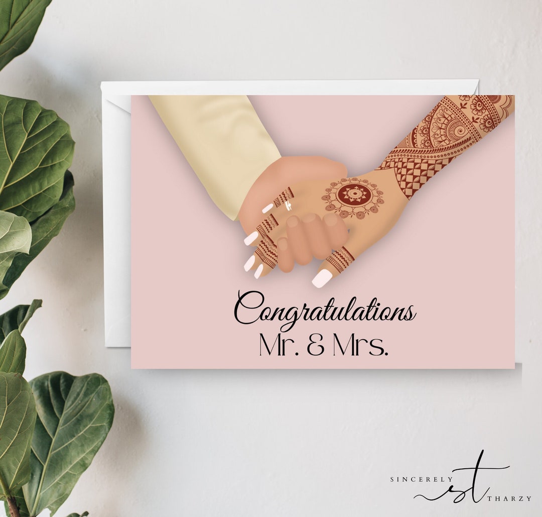 South Asian Wedding Card - Congratulations - Etsy