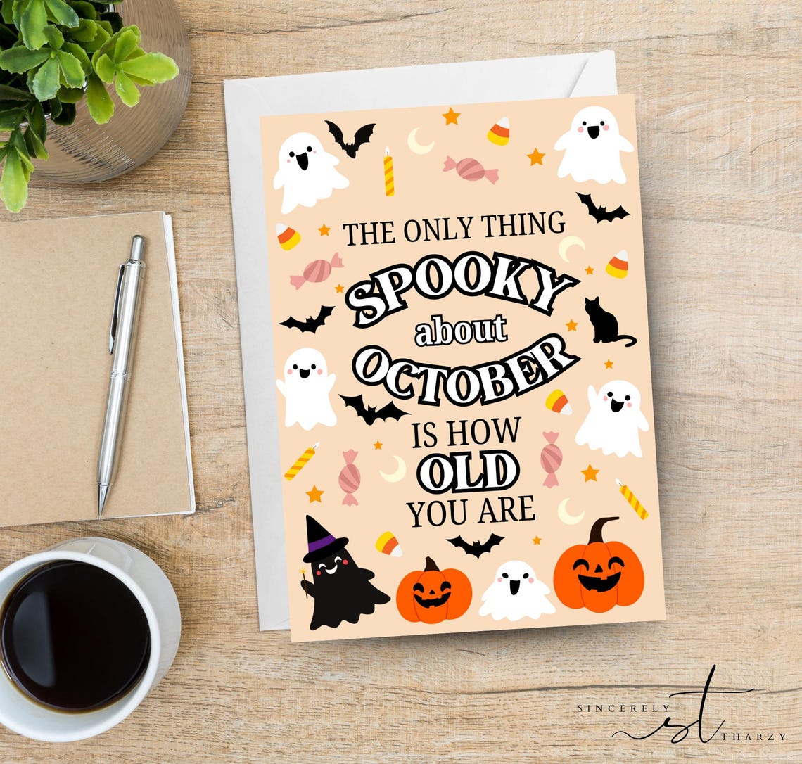 October Spooky Birthday Card - Etsy