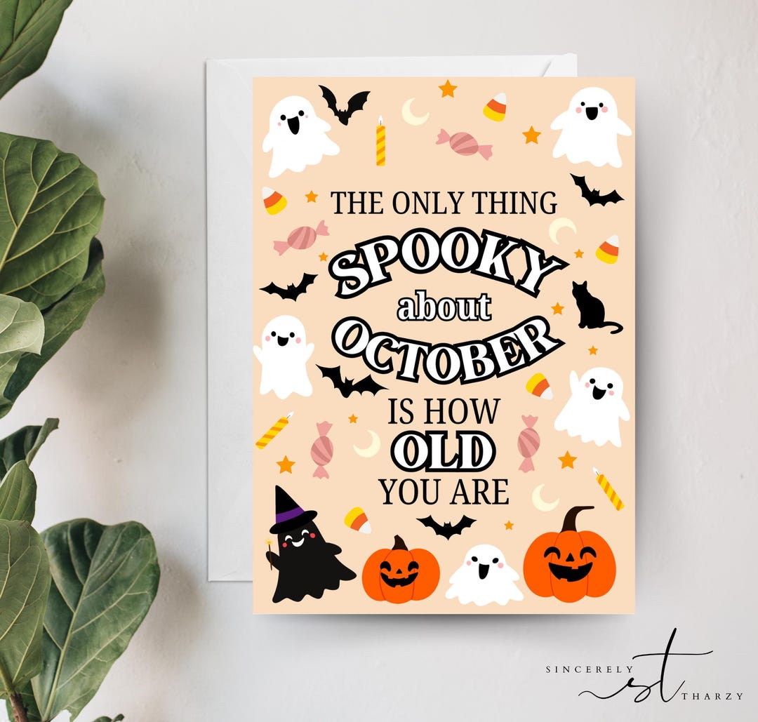 October Spooky Birthday Card - Etsy