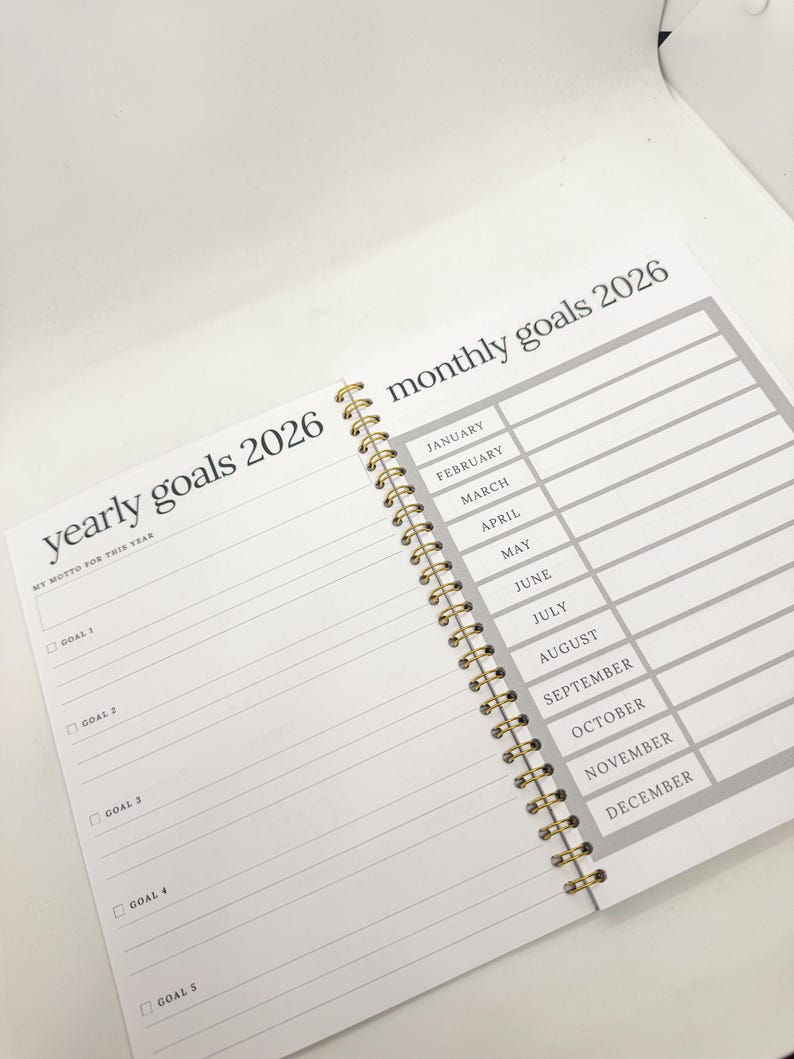 2026 Yearly Planner, With Goal Tracking and Gratefulness Journaling - Etsy