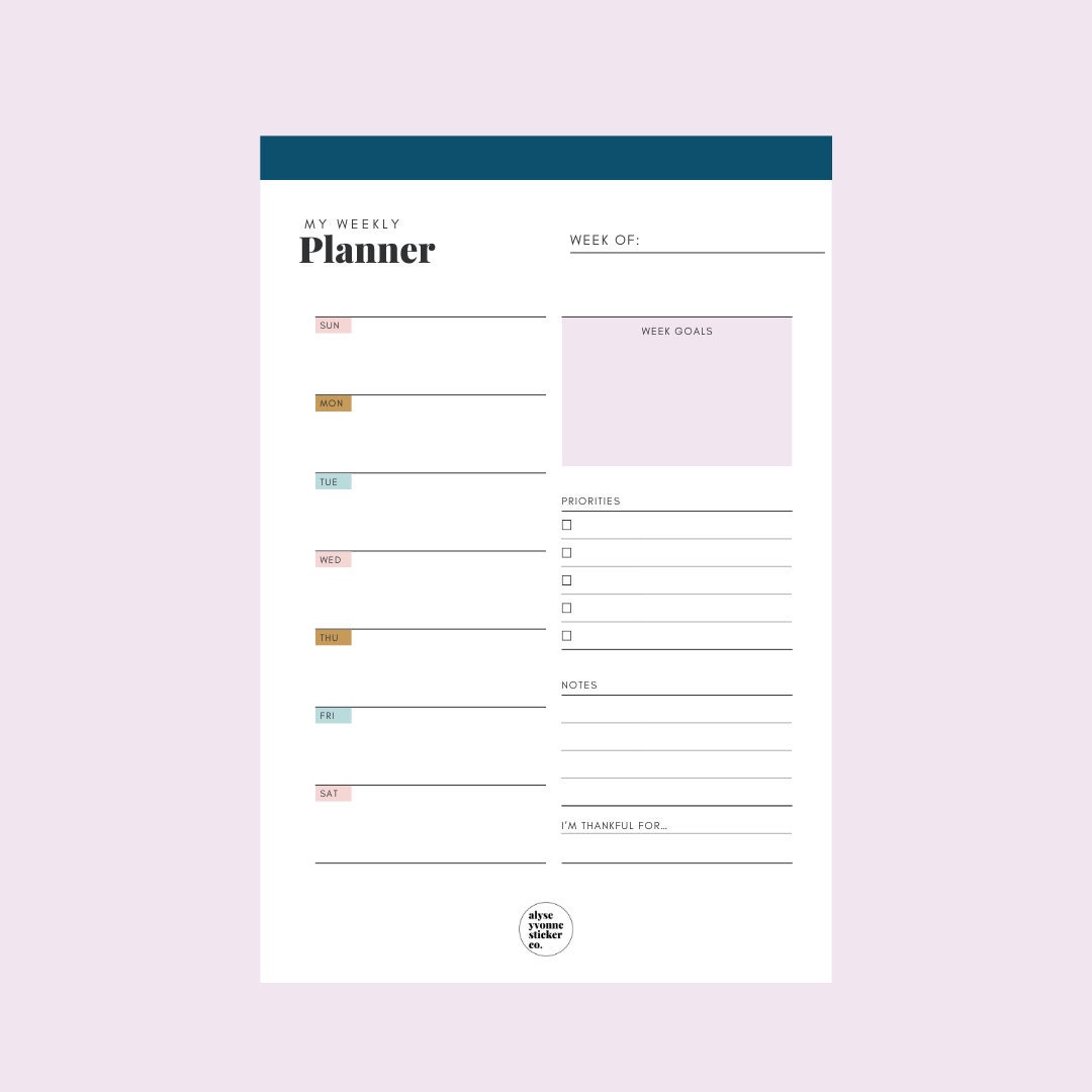 Detailed Weekly Planner Digital Download - Etsy