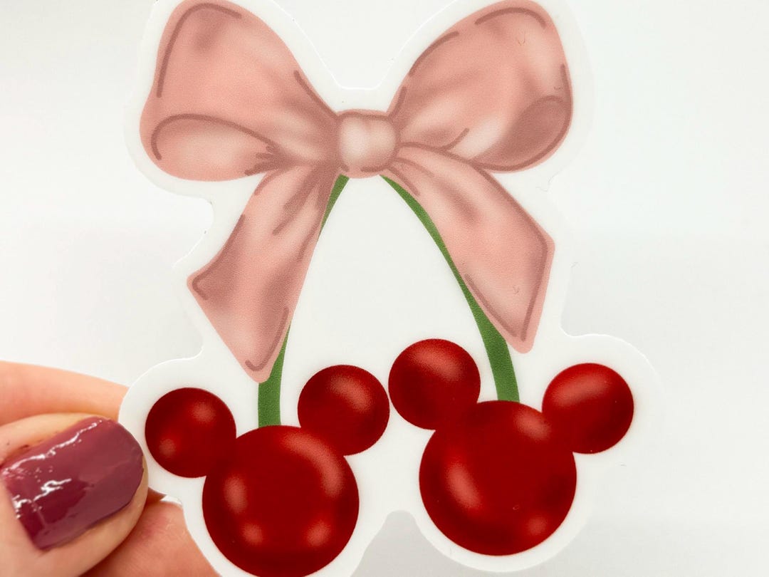 Mickey Shaped Cherries and Bow Sticker - Etsy