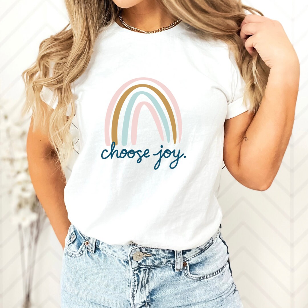Choose Joy Neutral Pastel Rainbow T-shirt - Etsy