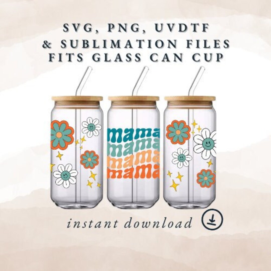 SVG, PNG, UVDTF and Print Then Cut Digital Download Files for Glass Can ...
