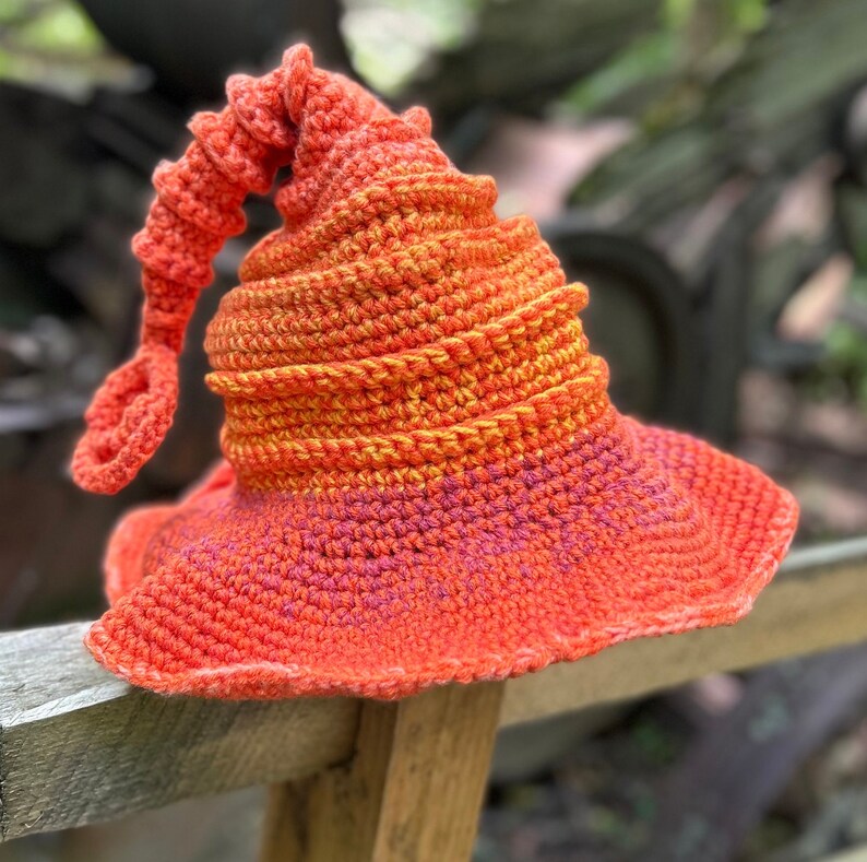 Crochet Witch Hat: Twisted Orange Halloween Costume, Crochet Witch Hat ...