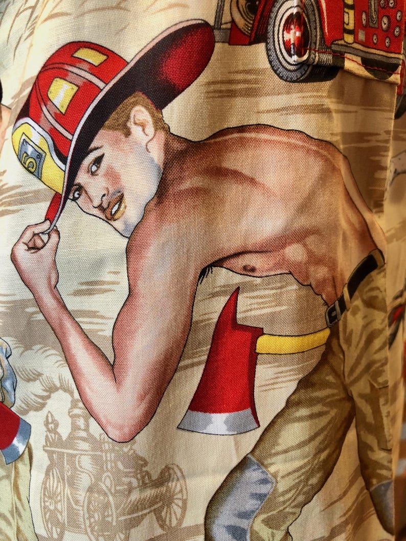 Red Hot Firefighters Alexander Henry Pin up Apron With Spicy Pocket ...