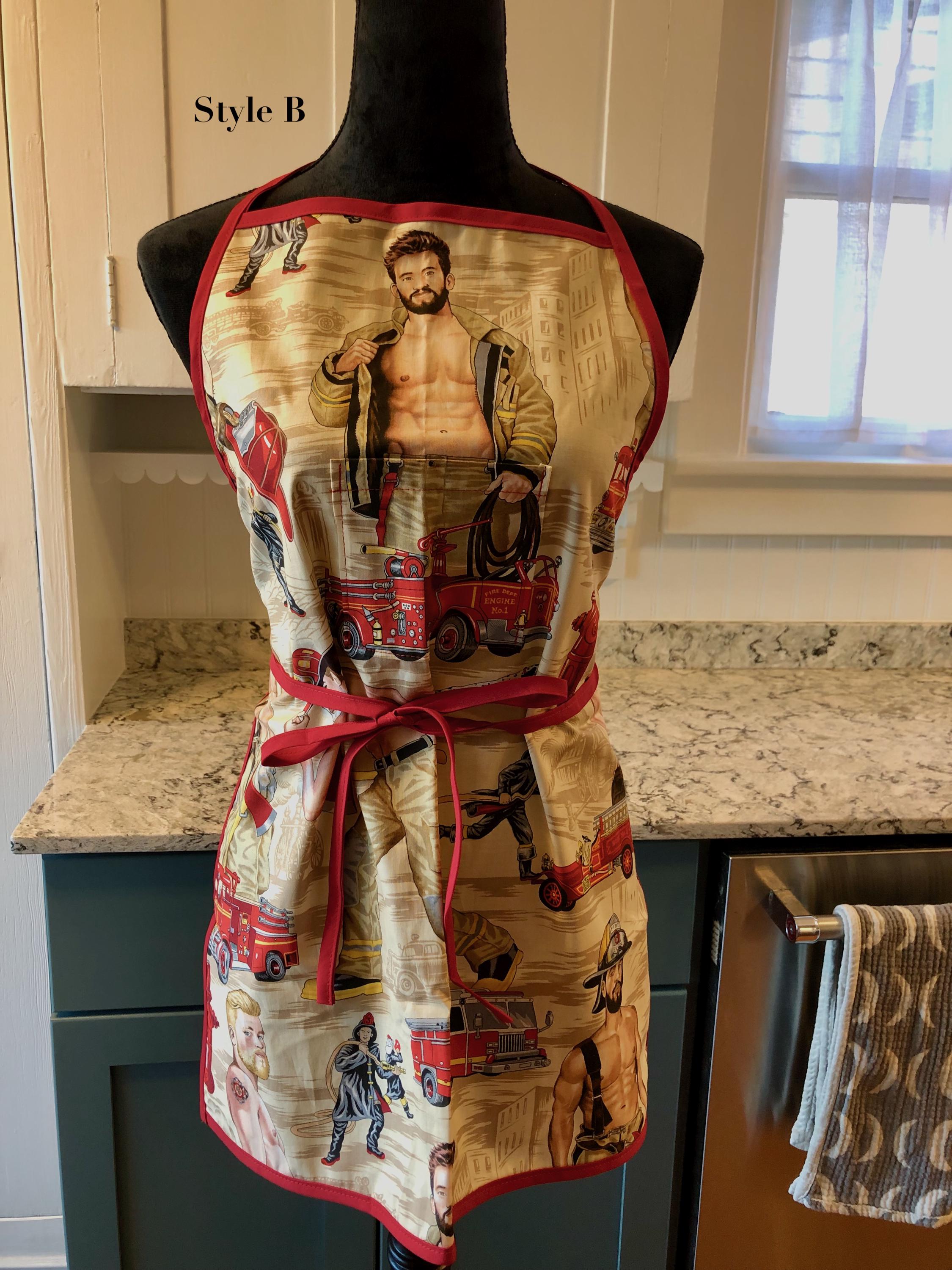 Red Hot Firefighters Alexander Henry Pin up Apron With Spicy Pocket ...