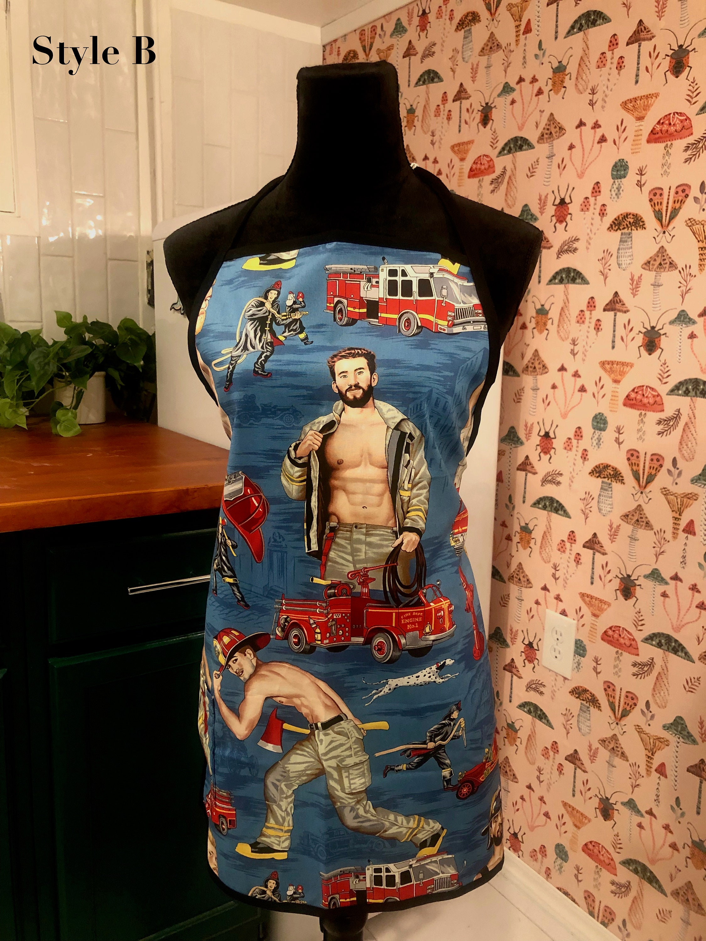 Red Hot Firefighters Alexander Henry Pin up Apron With Spicy Pocket ...