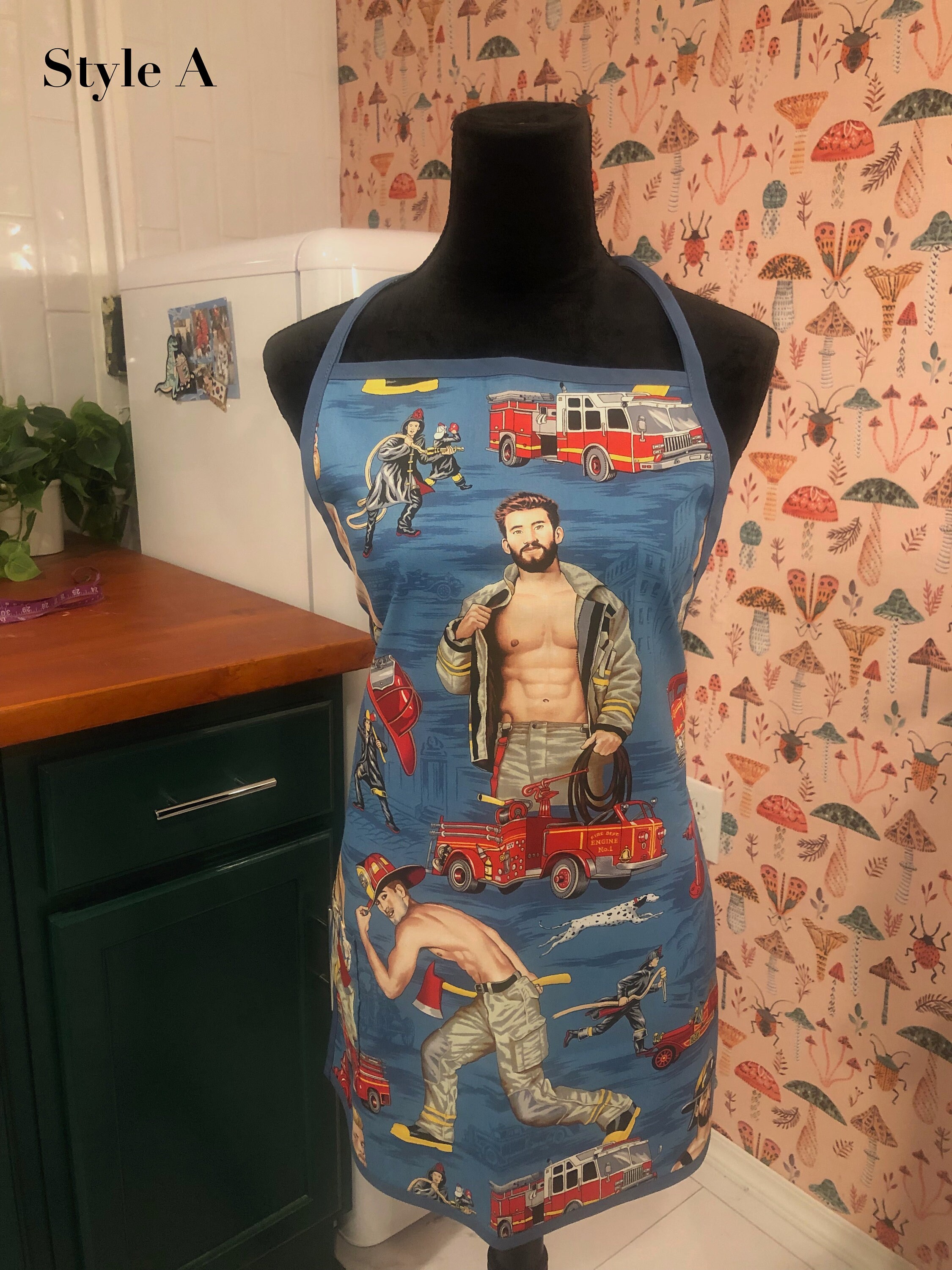 Red Hot Firefighters Alexander Henry Pin up Apron With Spicy Pocket ...