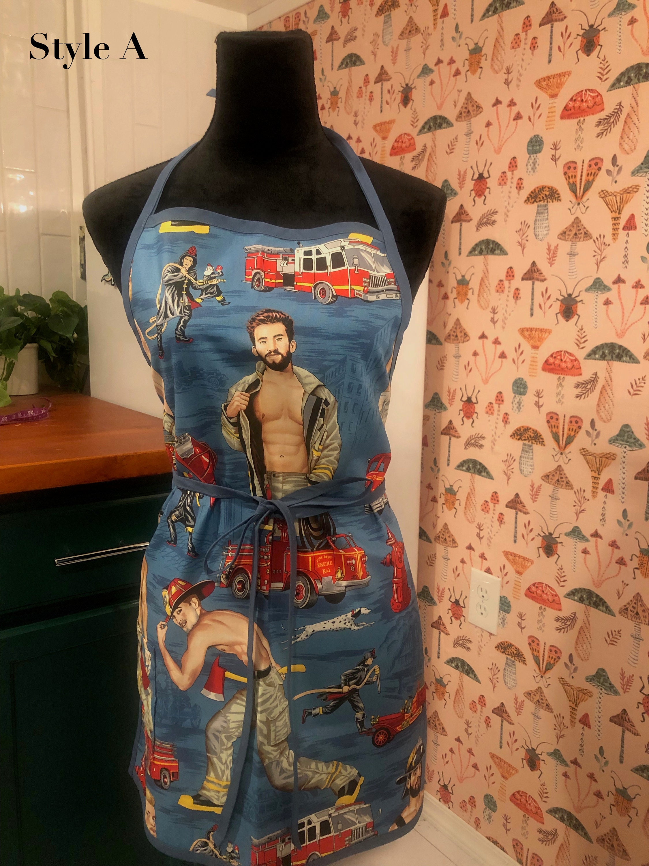 Red Hot Firefighters Alexander Henry Pin up Apron With Spicy Pocket ...