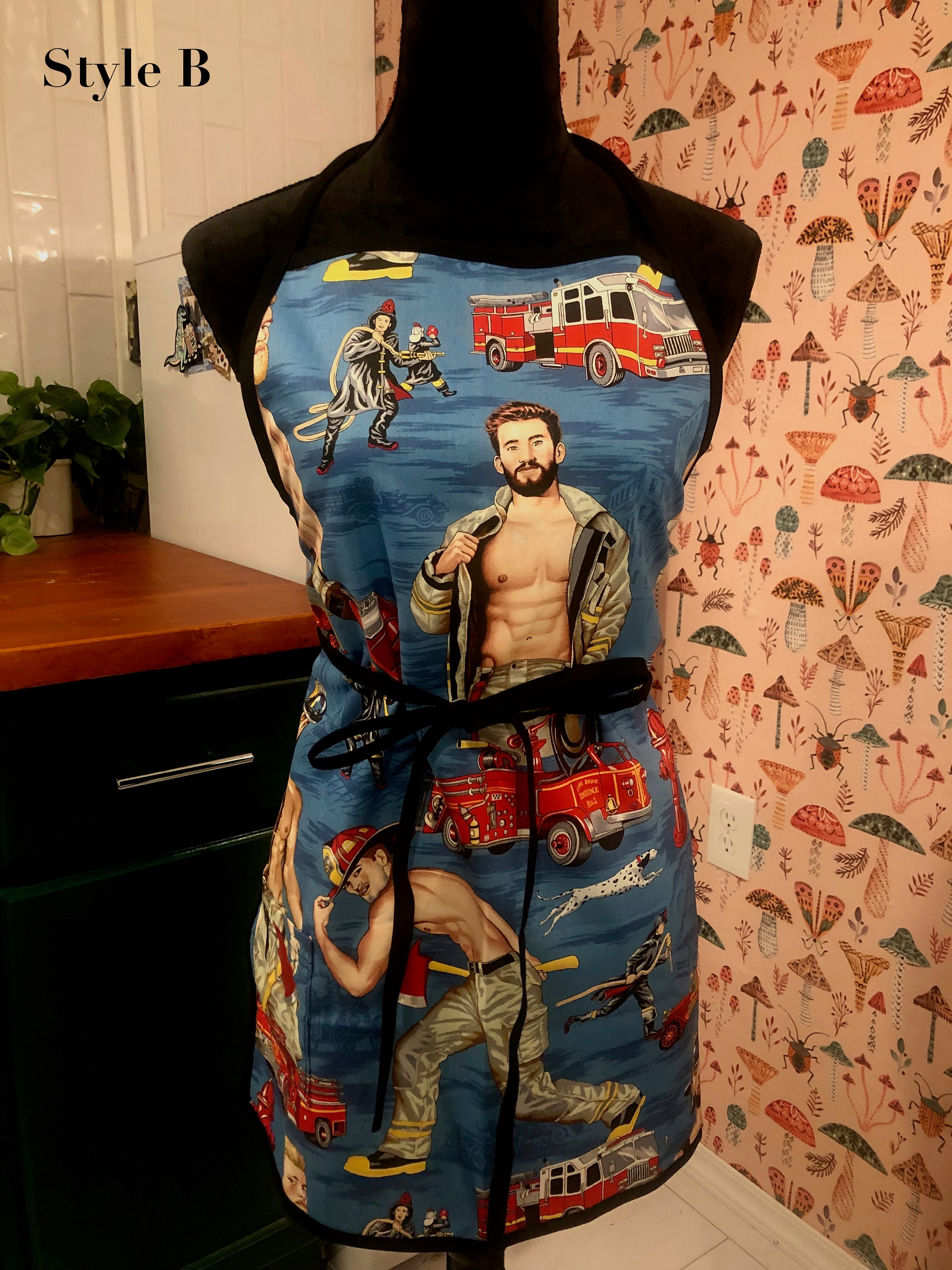 Red Hot Firefighters Alexander Henry Pin up Apron With Spicy Pocket ...