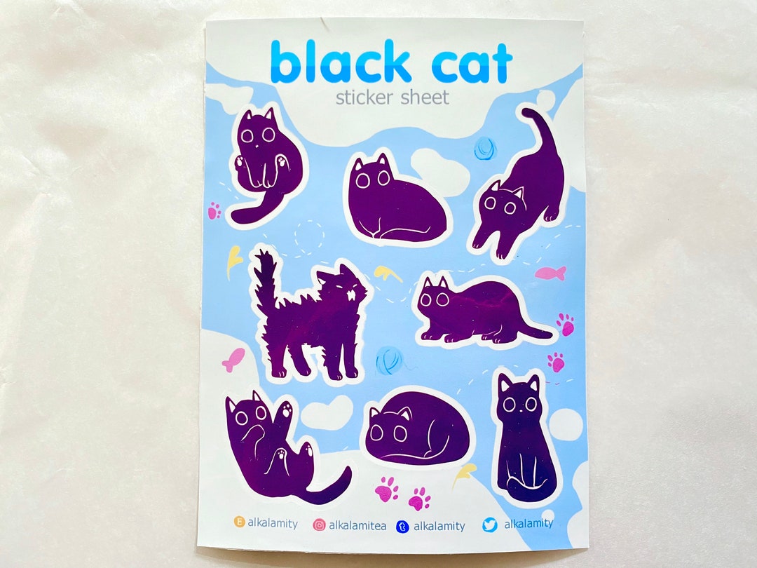 Black Cat Sticker Sheet Bullet Journaling Stickers, Scrapbooking ...
