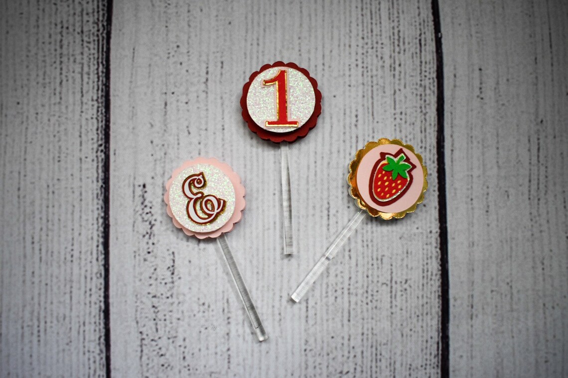 Strawberry Mini Cupcake Toppers - Etsy