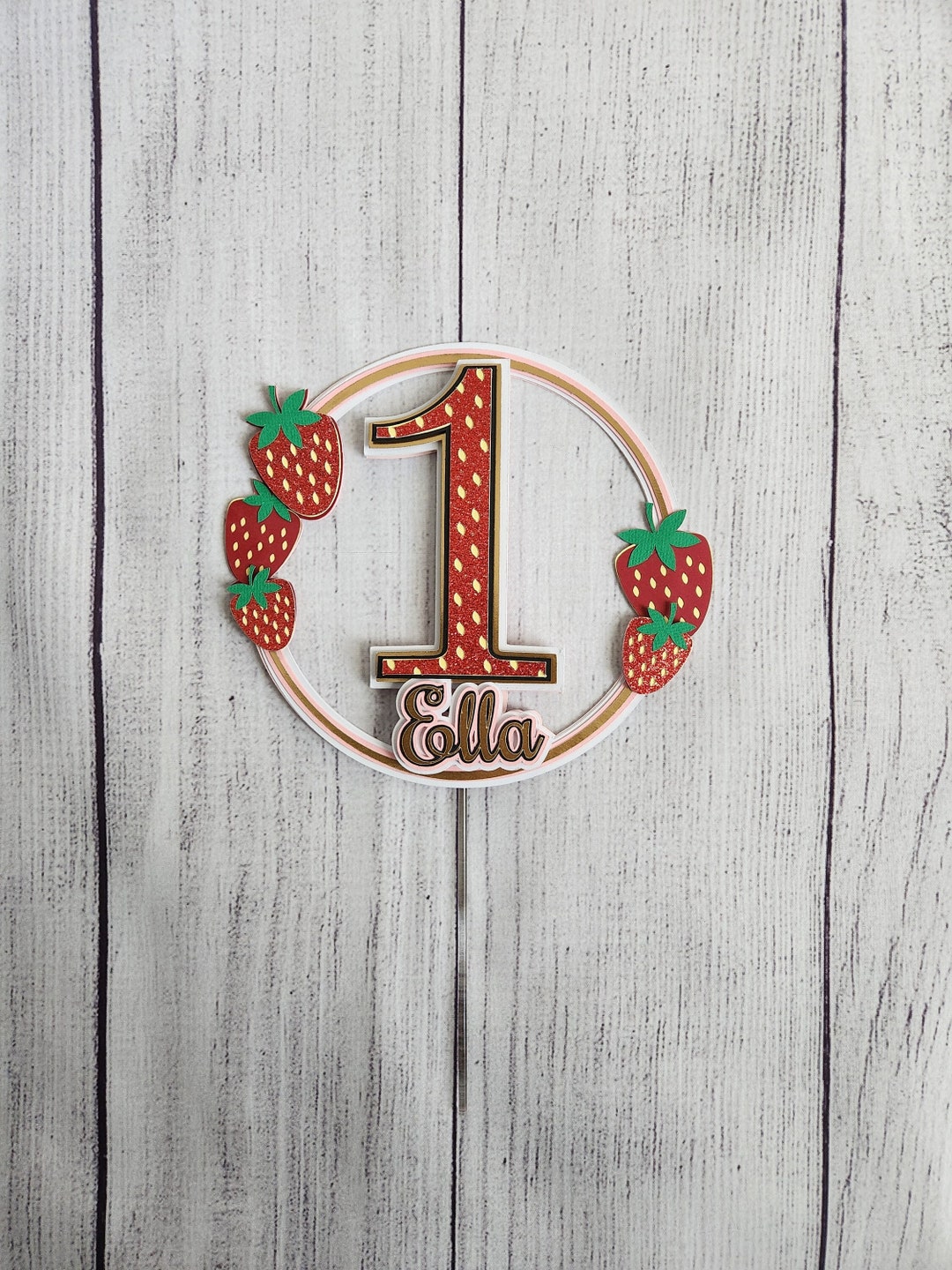 Strawberry One Cake Topper - Etsy