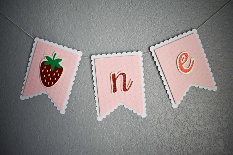 Strawberry One & Happy Birthday Banner - Etsy