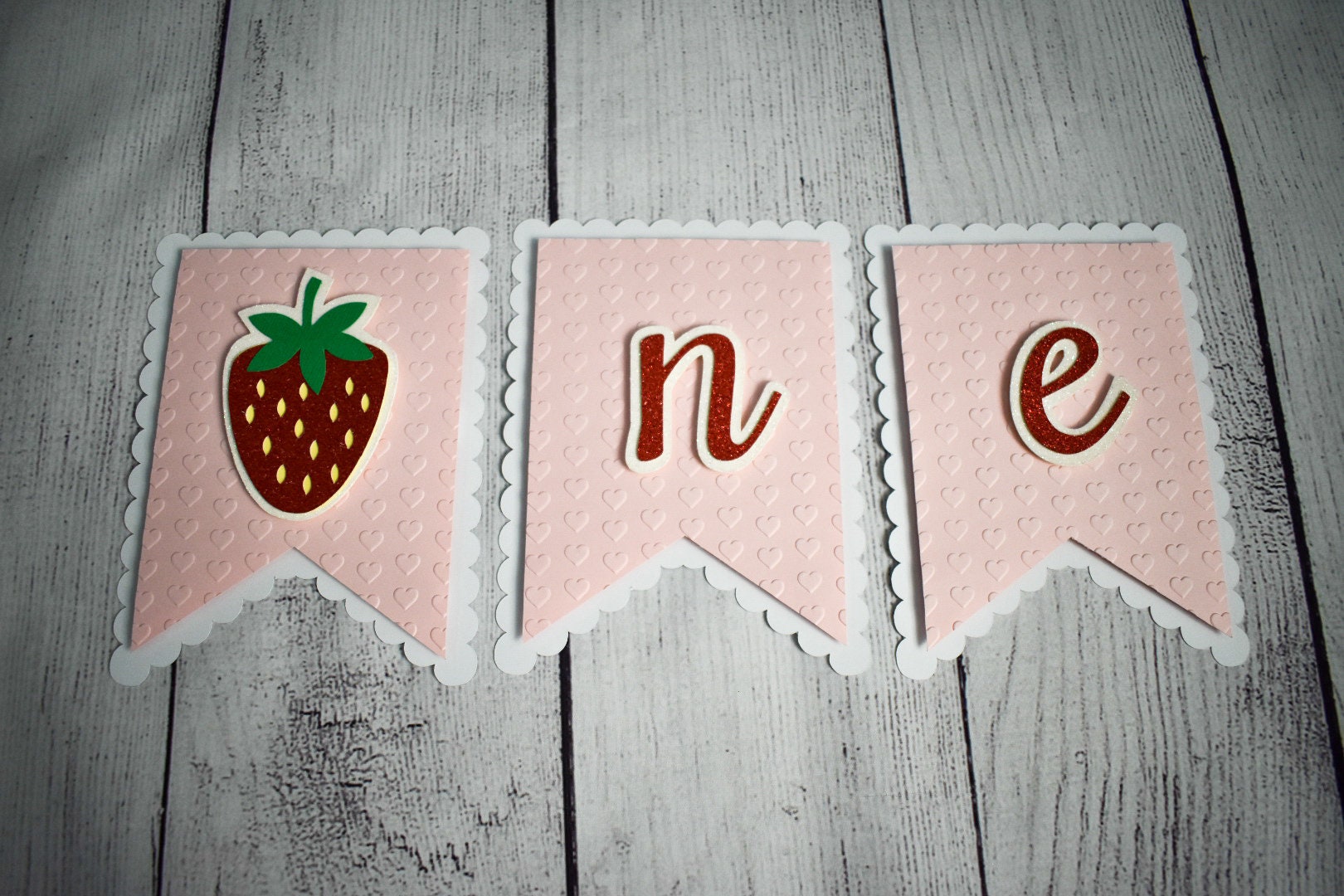 Strawberry One & Happy Birthday Banner - Etsy