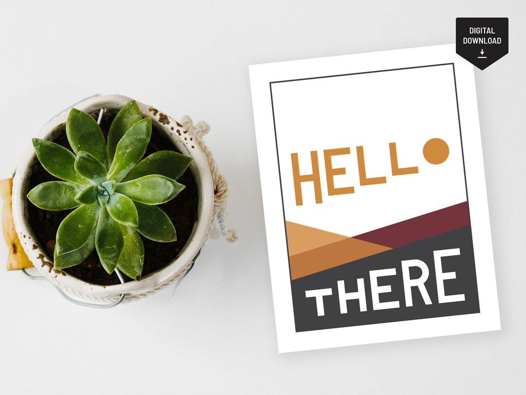 Hello There Greeting Card Printable Greeting Card - Etsy