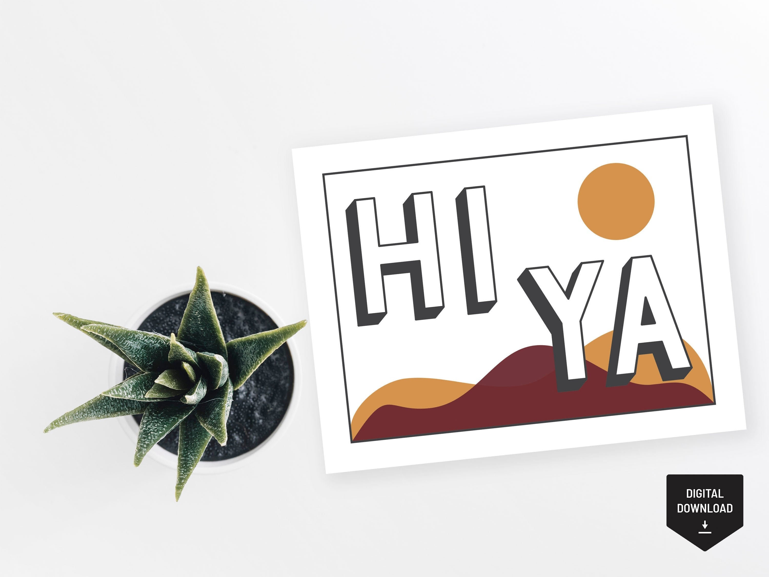 Hi Ya Greeting Card | Printable Greeting Card | Printable Note Card ...