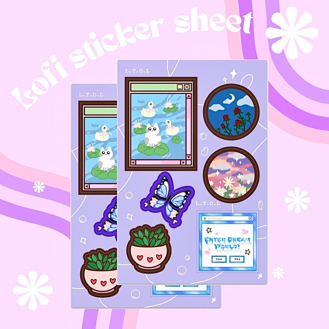 Lofi Themed Sticker Sheet Bullet Journal, Planner, Scrapbooking ...