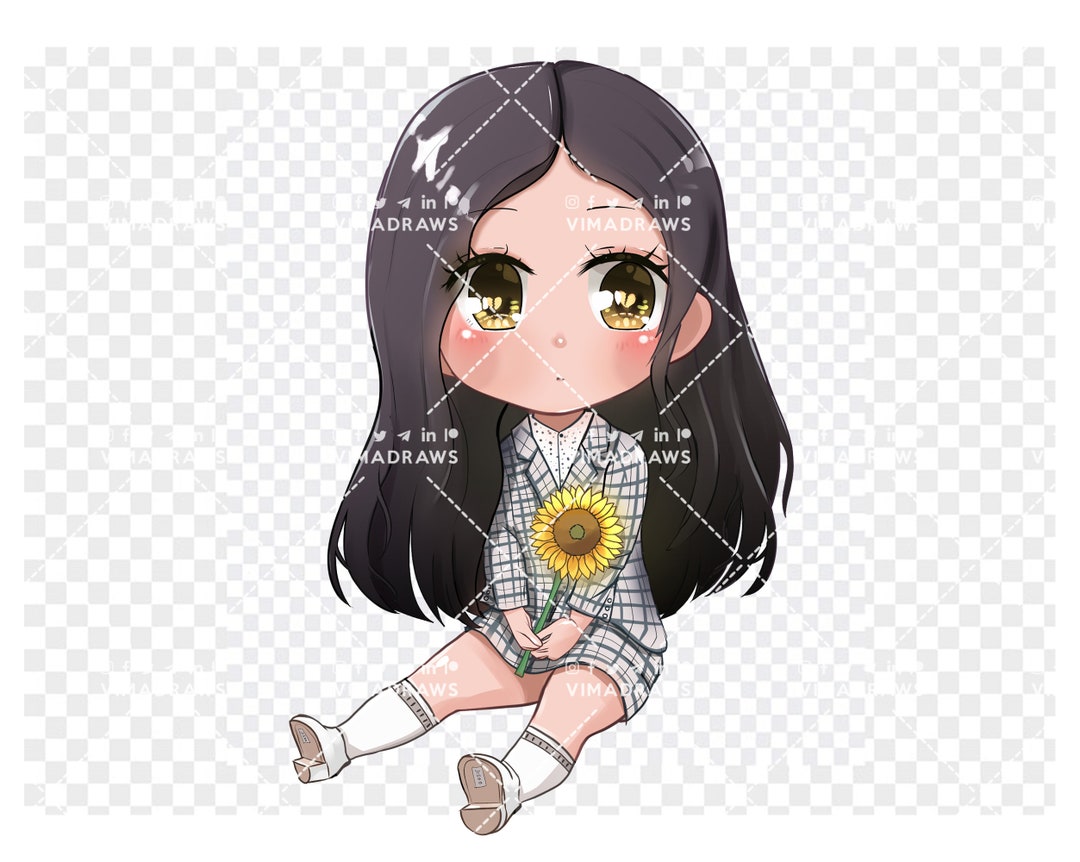 Blackpink Cute Jisoo Inspired Drawing Digital Download / Cute Kawaii ...
