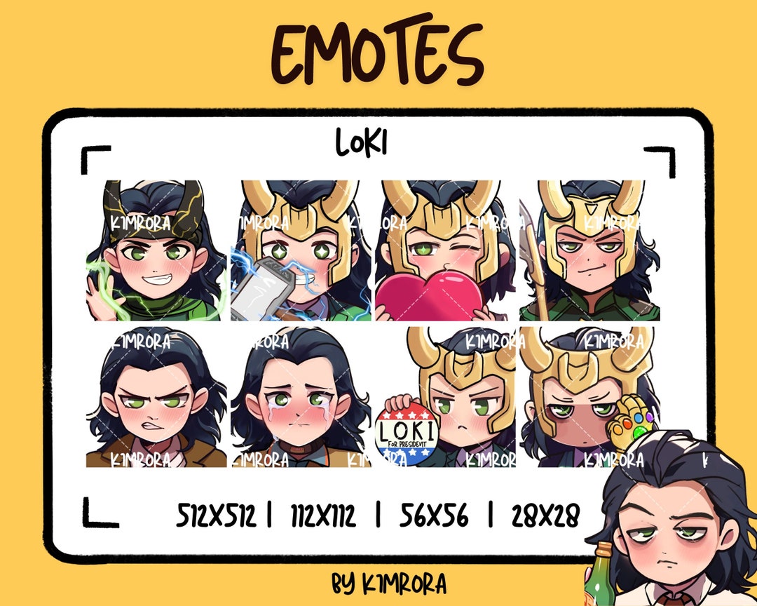 Loki God Tom Hiddleston Inspired 9 EMOTES Pack for Twitch and Discord ...