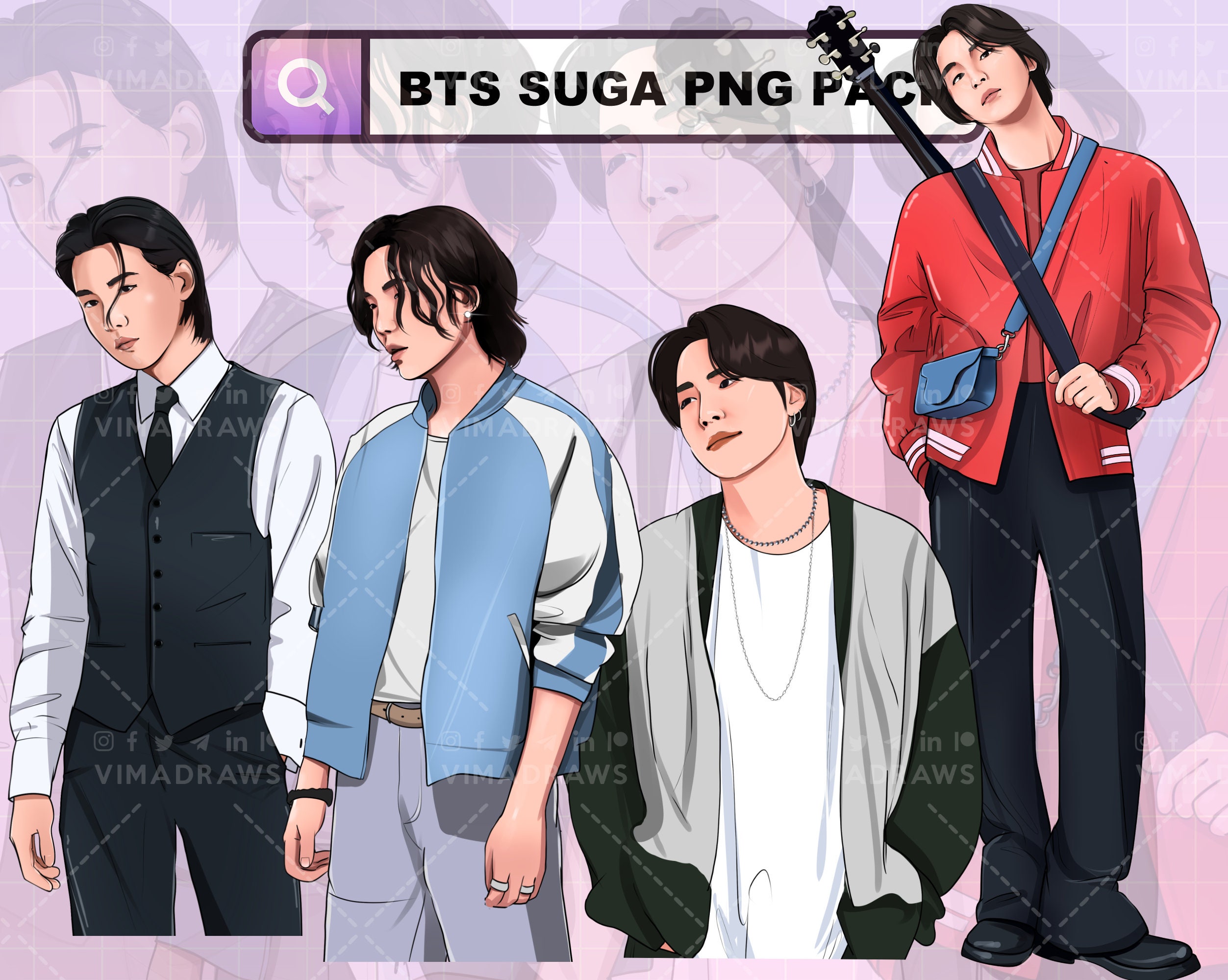 KPOP Singer Suga Inspired Kpop Art Sublimation Design 4 PNG ...