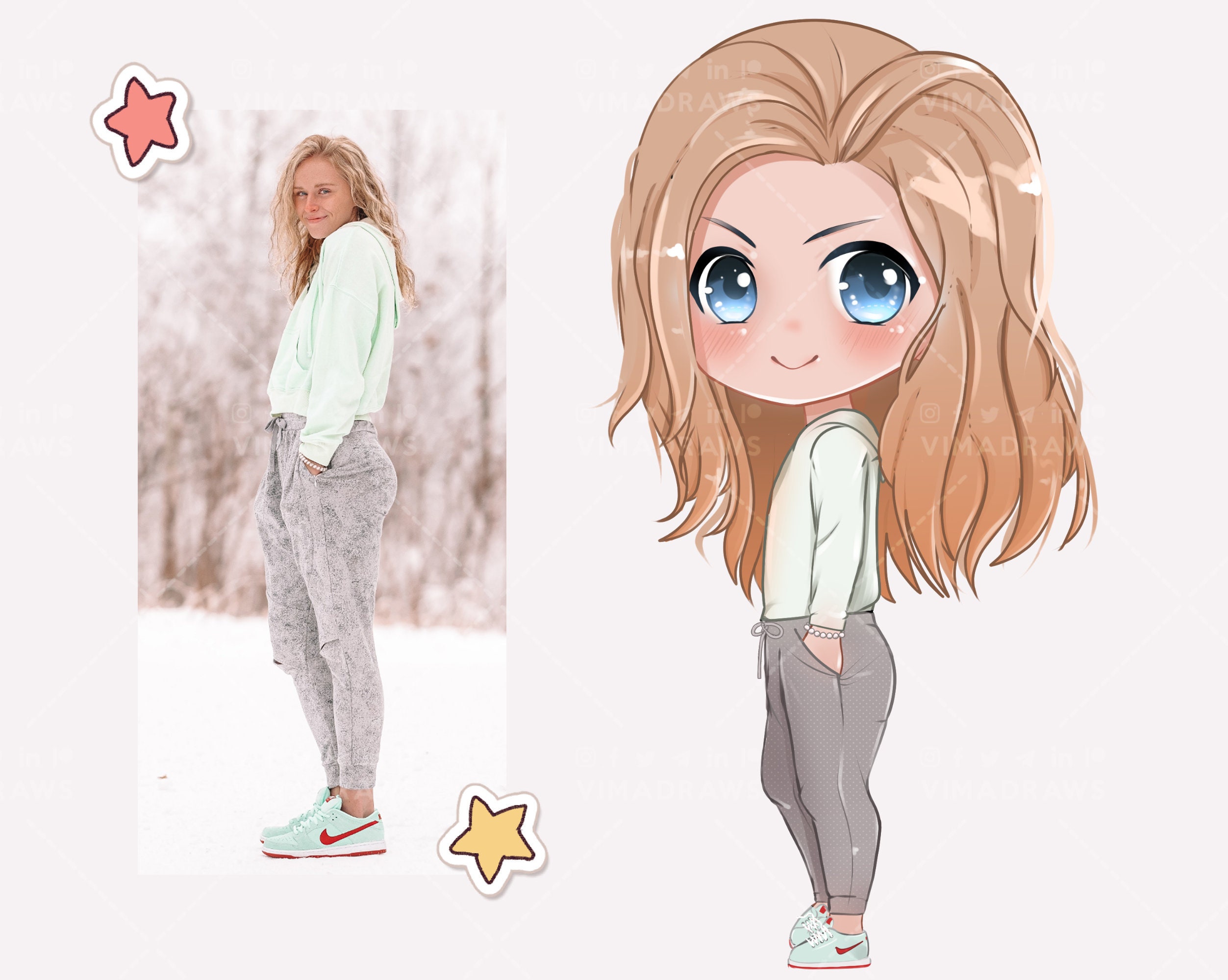 Cute Custom Little Character Drawing From Your Provide Photo Cute ...