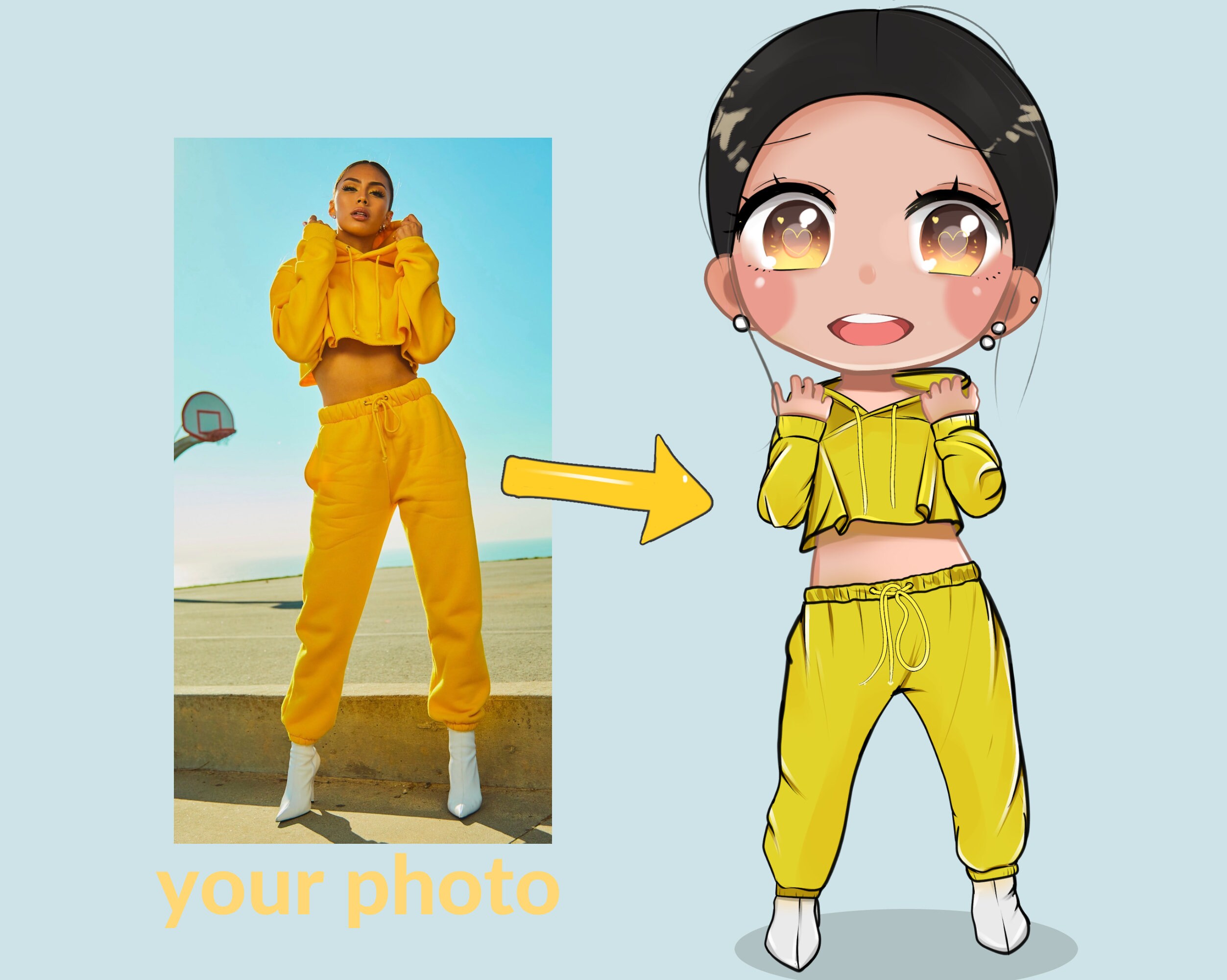 Cute Custom Little Character Drawing From Your Provide Photo Cute ...