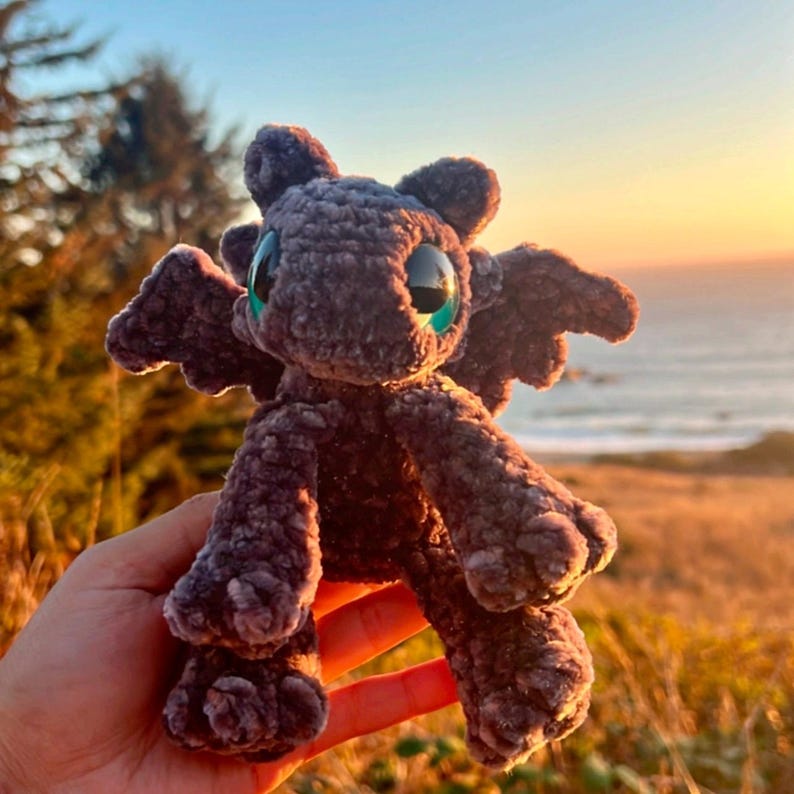 Handmade Crochet Mini Dragon Plushie, Toothless Inspired - Etsy