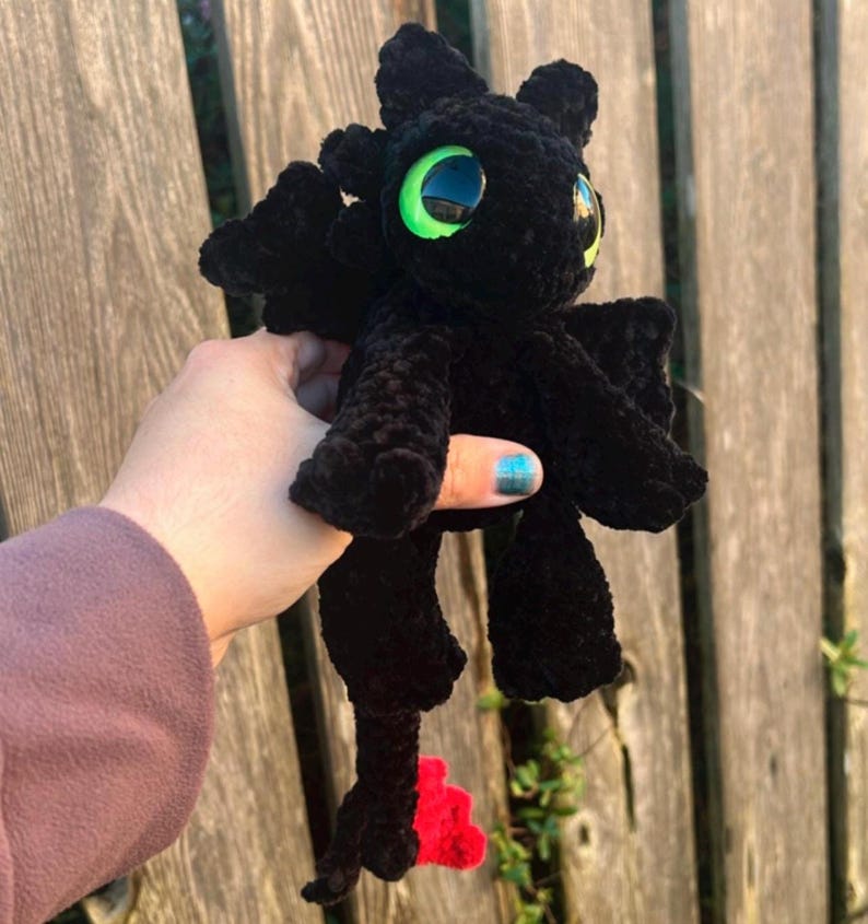 Handmade Crochet Mini Dragon Plushie, Toothless Inspired - Etsy