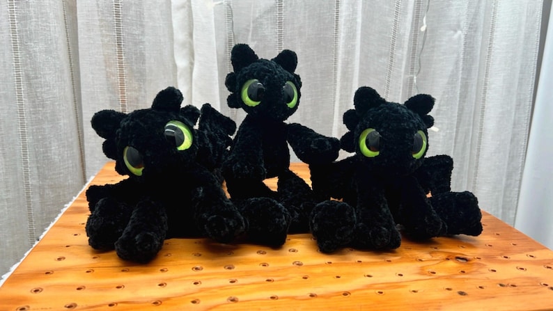 Handmade Crochet Mini Dragon Plushie, Toothless Inspired - Etsy