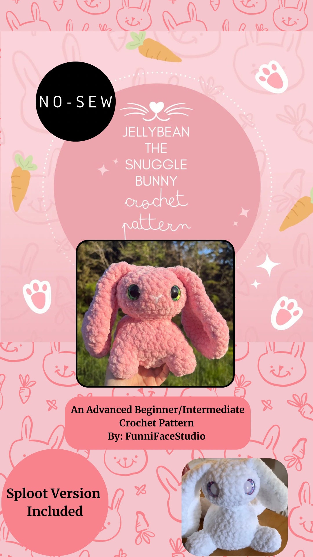No-sew PDF CROCHET PATTERN Bunny, 2 in 1 No- Sew Jellybean the Snuggle ...