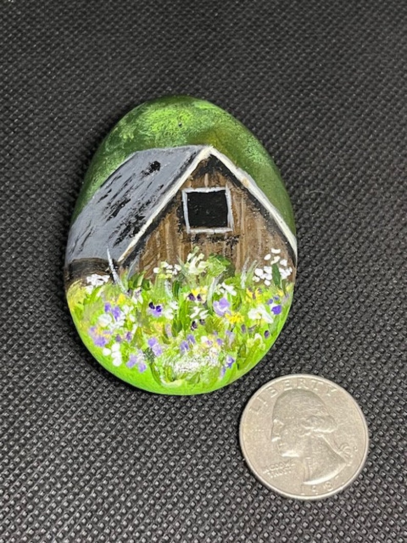 Cabin in the Woods Hand Painted Acrylic Rock. Perfect for Desk ...