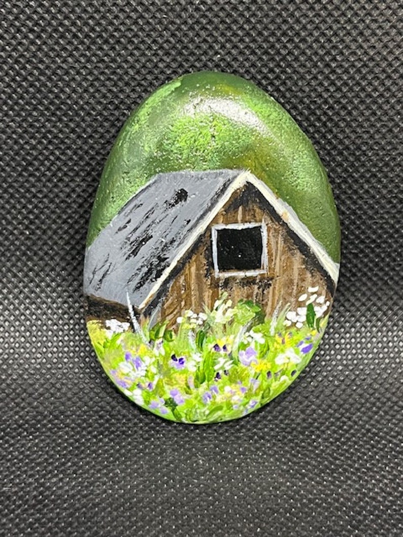 Cabin in the Woods Hand Painted Acrylic Rock. Perfect for Desk ...