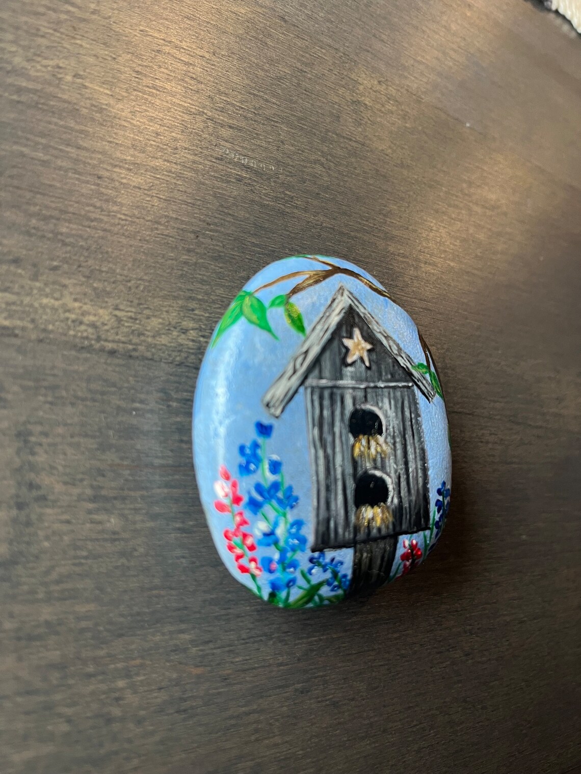 Handpainted Birdhouse Rock, Acrylic Painted Stone Decor - Etsy