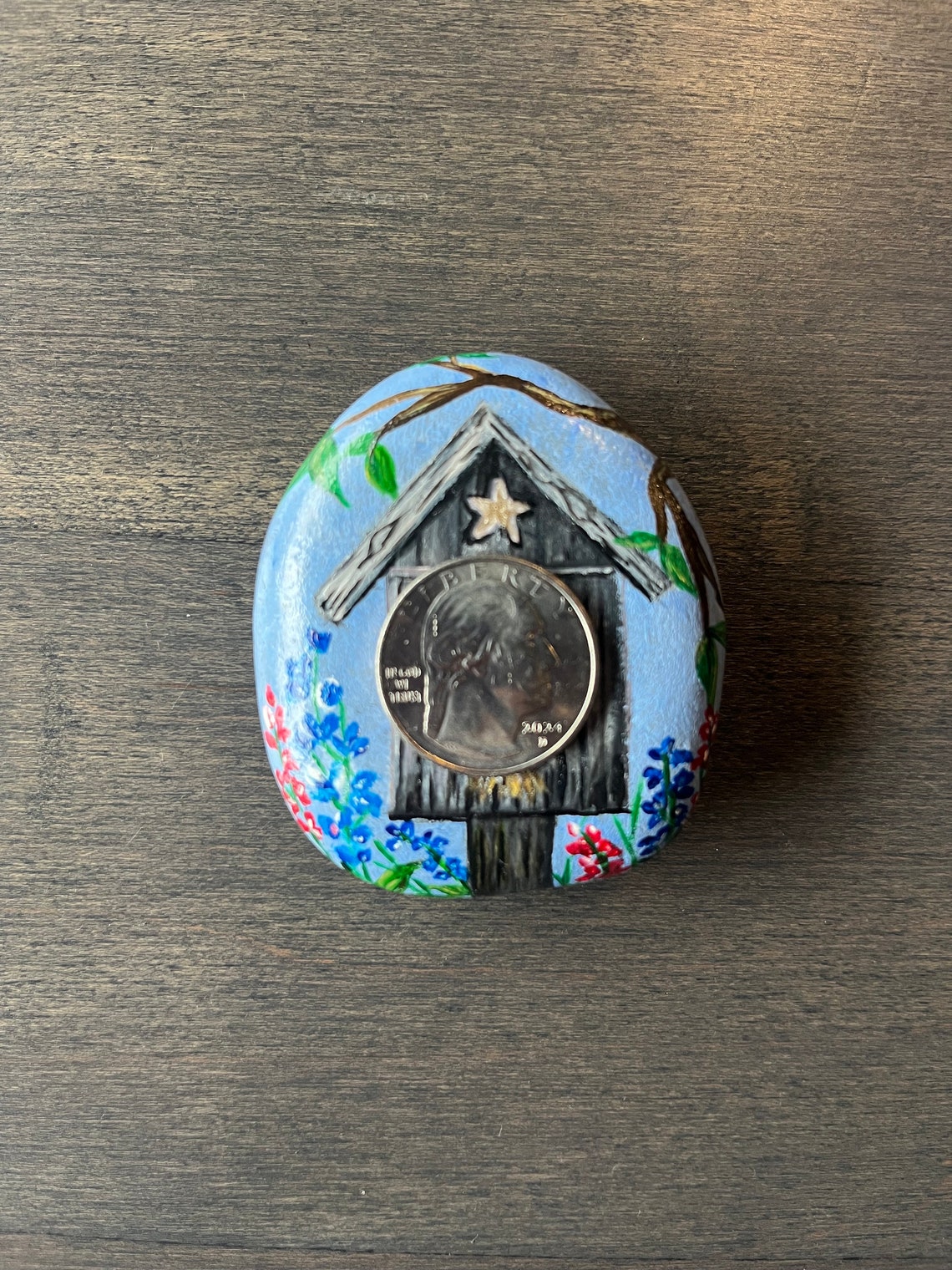 Handpainted Birdhouse Rock, Acrylic Painted Stone Decor - Etsy