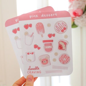 Dessert Sticker Sheet [matte], Pink Stickers, Kiss Cut, Laptop ...