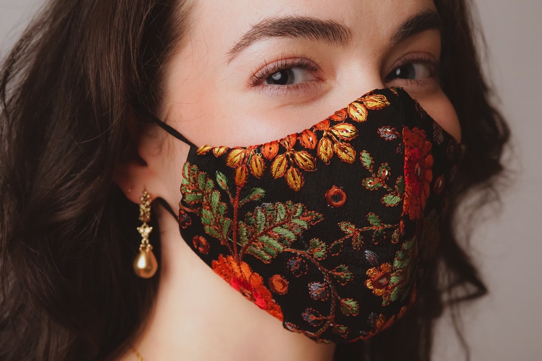 Beautiful Shabby-chic Boho Embroidered Mask With Nose Shaping Wire and ...