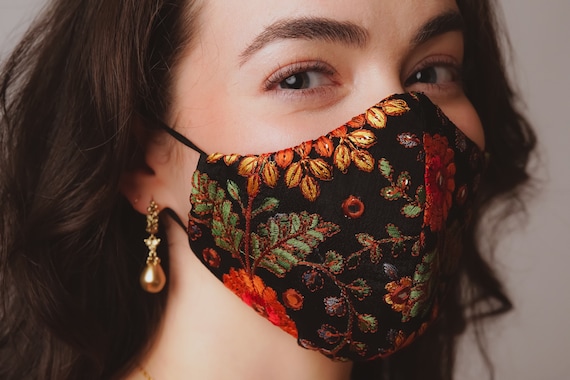 Beautiful Shabby-chic Boho Embroidered Mask With Nose Shaping - Etsy