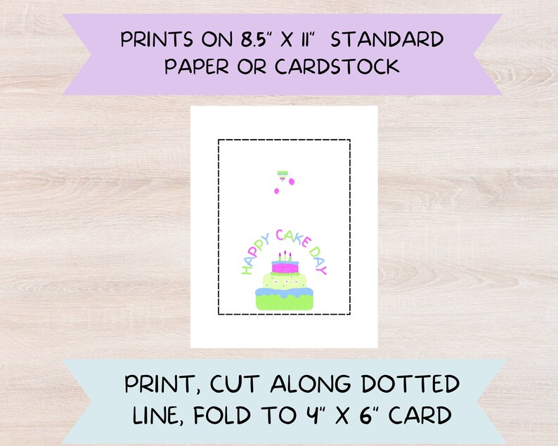 Printable Birthday Card, Birthday Cake, Birthday Digital Download ...