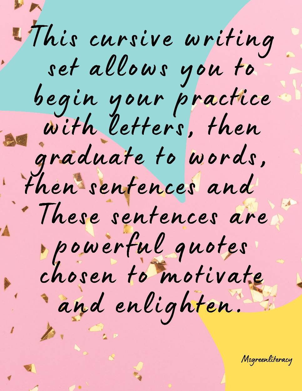 A CURSIVE Handwriting Practice, Words, Sentences and Empowering Quotes ...