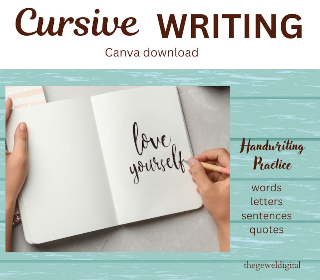 A CURSIVE Handwriting Practice, Words, Sentences and Empowering Quotes ...