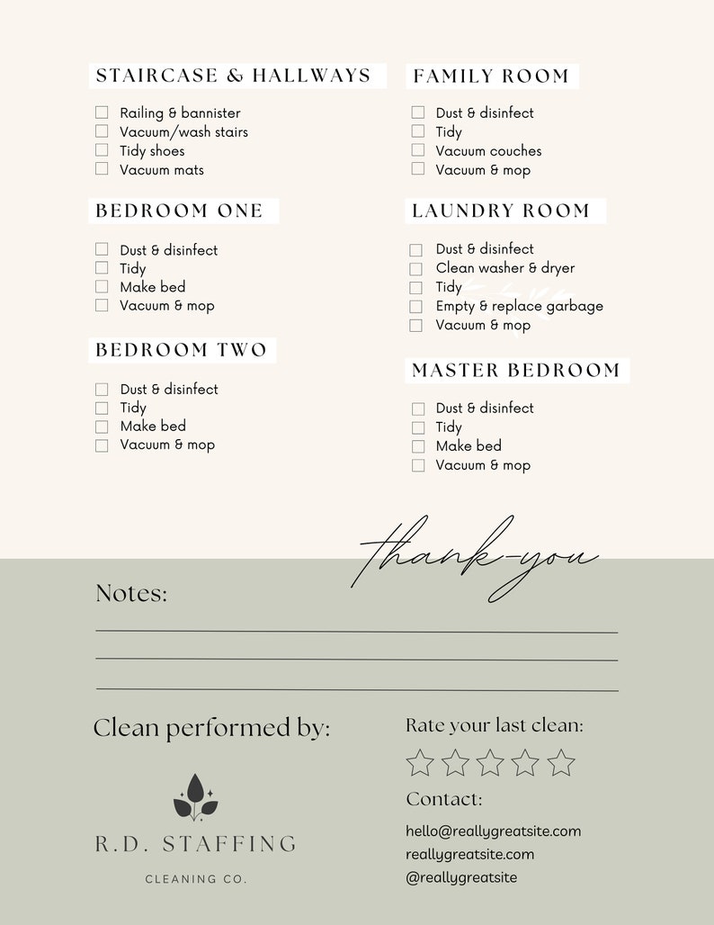 Cleaning CHECKLIST, Airbnb, VRBO, Home Cleaning, Housecleaning ...