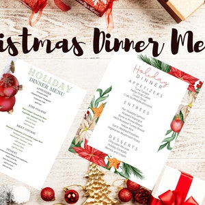 Editable Christmas Menu Template, Holiday Dinner Party (instant ...