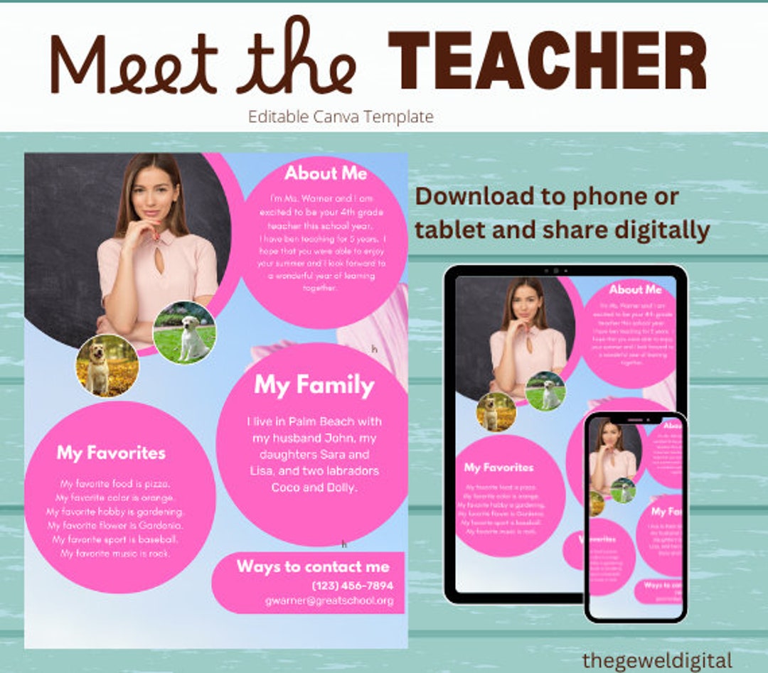 A A MEET the TEACHER - Back to School - Editable Template - Sustainable ...