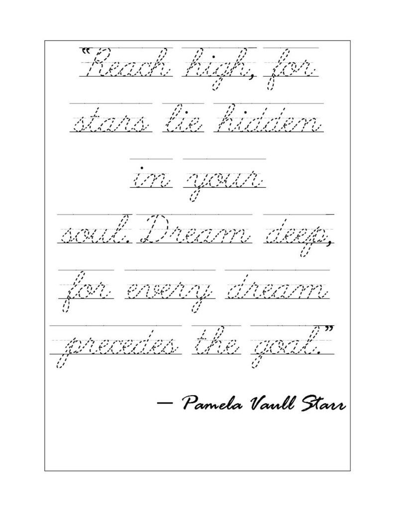 A CURSIVE Handwriting Practice, Words, Sentences and Empowering Quotes ...
